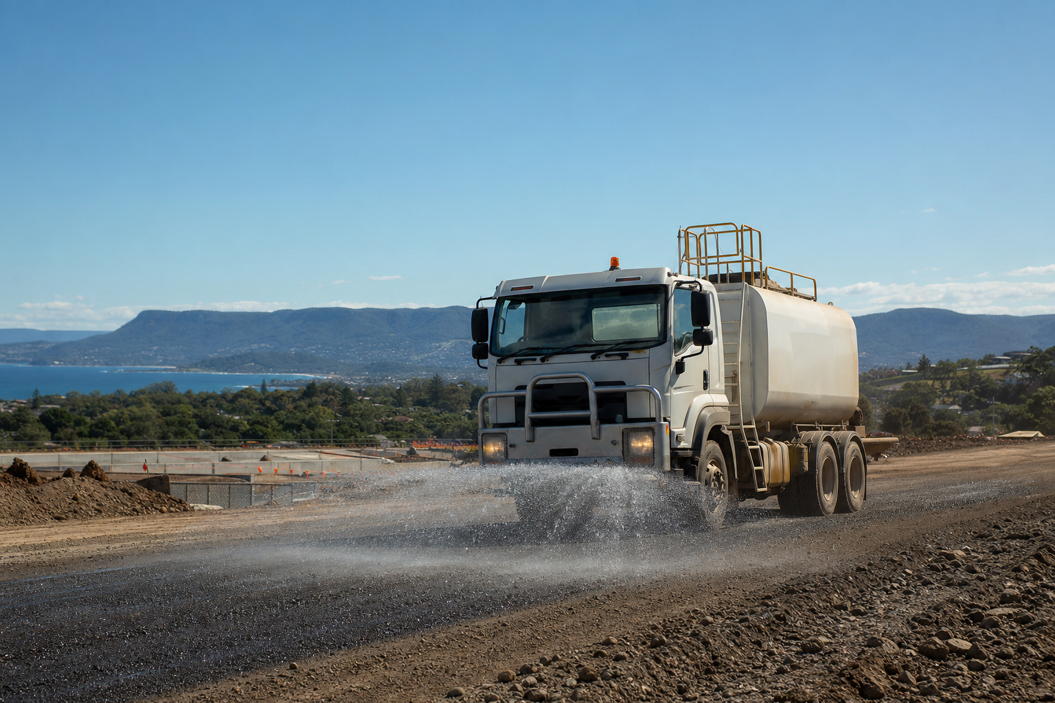 Water cart hire rates Wollongong: dust control costs